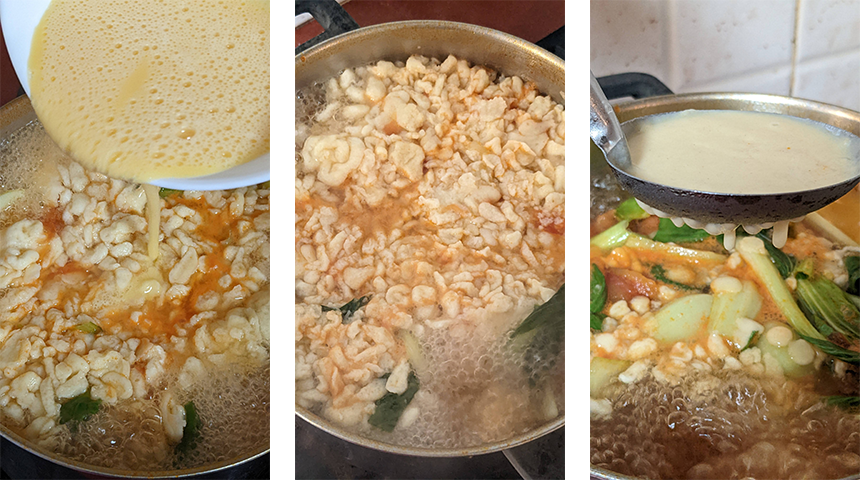 מרק נטיפי בצק סיני – Miàn gēda tāng – מכופפת מקלות